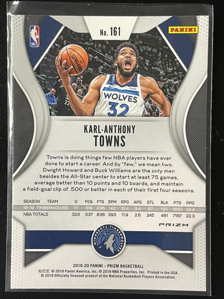 2019-20 Panini Prizm #161 Karl-Anthony Towns Prizms Silver Timberwolves ...