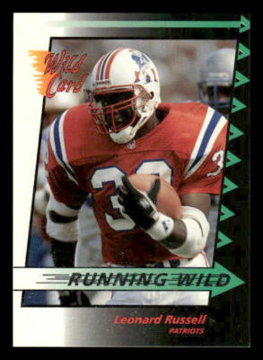 1992 Wild Card #27 Leonard Russell Running Wild Gold New England ...