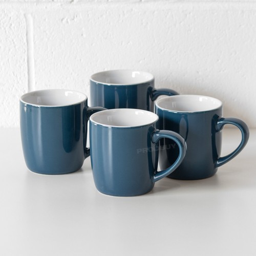 Set of 4 Dark Teal Blue Coffee Mugs 10oz Dishwasher Safe Tea Hot ...