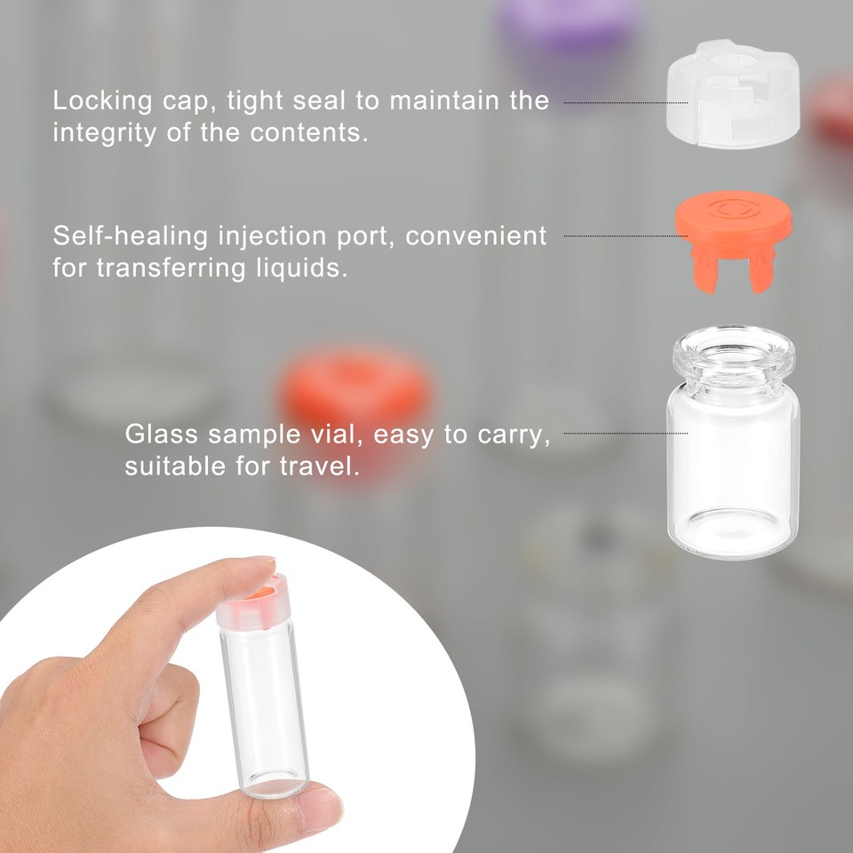 5ml Clear Glass Sample Vials, 10Pcs Small Liquid Bottles, Orange | eBay