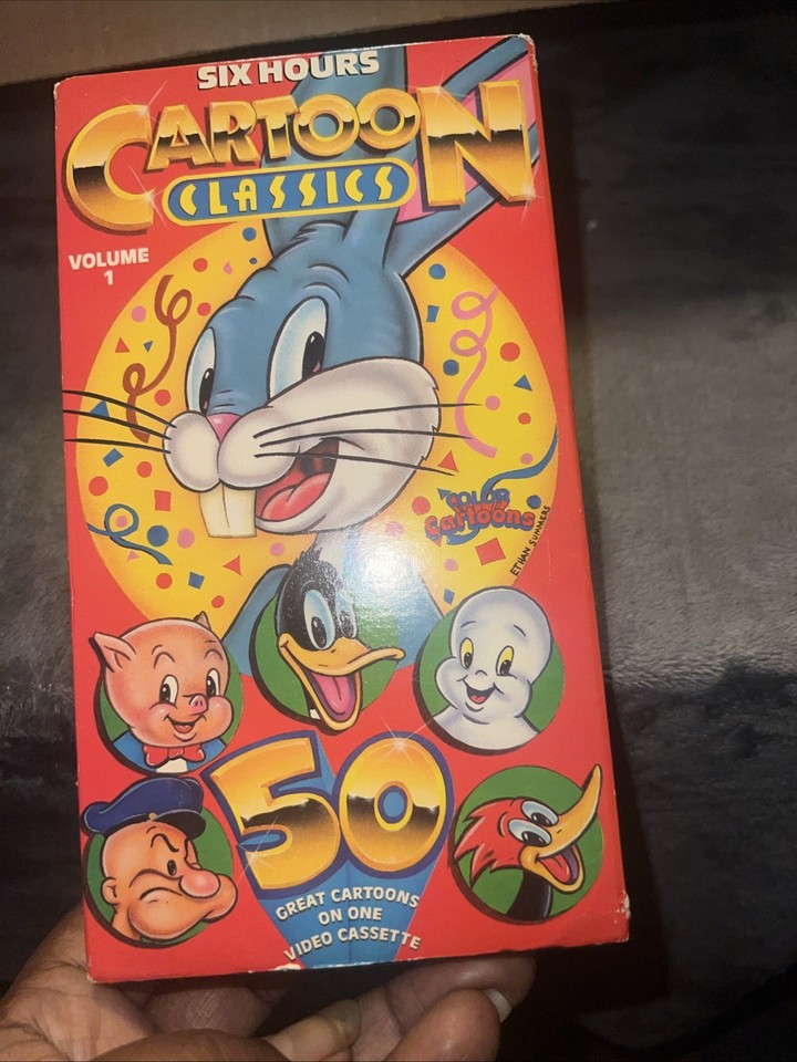Cartoon Classics Volume 1 VHS 6 Hours Of 50 Cartoons Various Characters ...