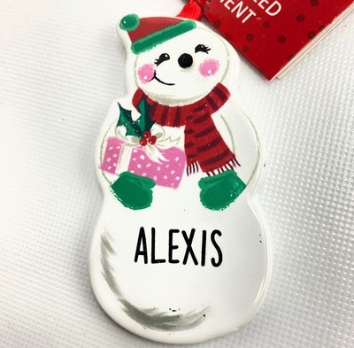 ALEXIS Personalized Name Holiday Ornament Snowman Xmas Target Ganz 3.5 ...