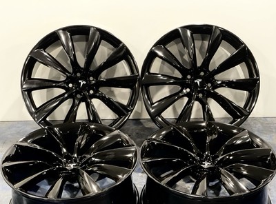 22" TESLA MODEL X MODELX TURBINE BLACK WHEELS RIMS Factory OEM STOCK ...