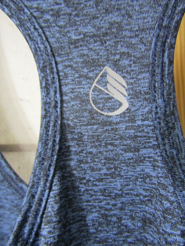 Icy Zone Blue/Black Marl Racerback Sport Tank Top Activewear Women's ...