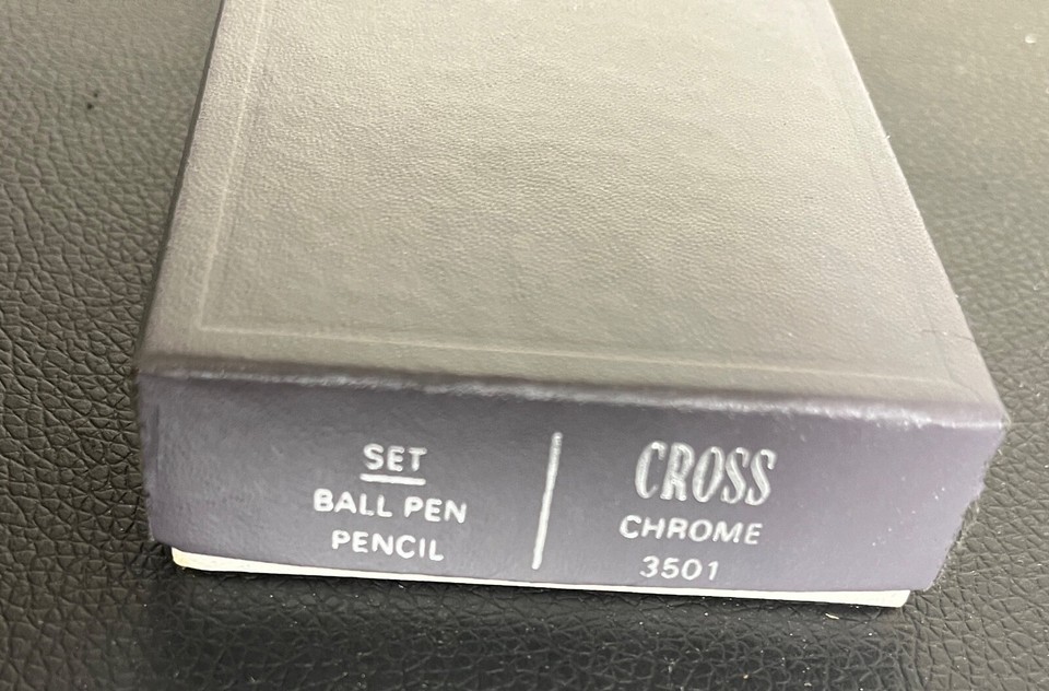 Vintage blue ink Cross Pen And Pencil Set Chrome 3501 w/ Original Box ...