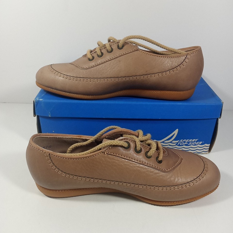 70's Sperry Top Sider Soda Pop Light Brown Leather Lace Up Dress Shoes ...