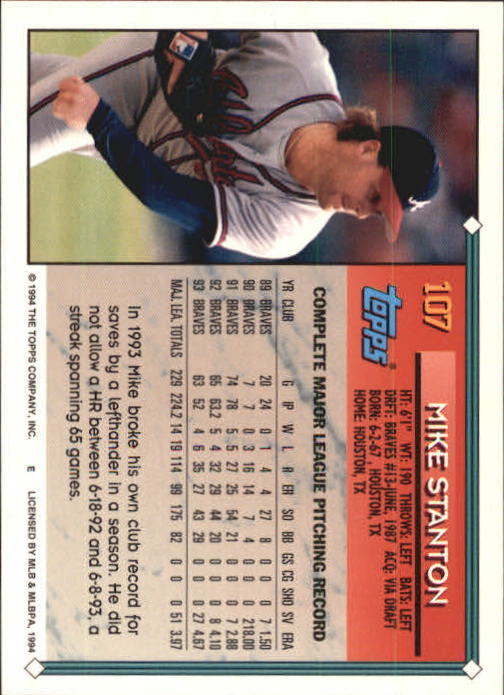 1994 (BRAVES) Topps Gold #107 Mike Stanton | eBay