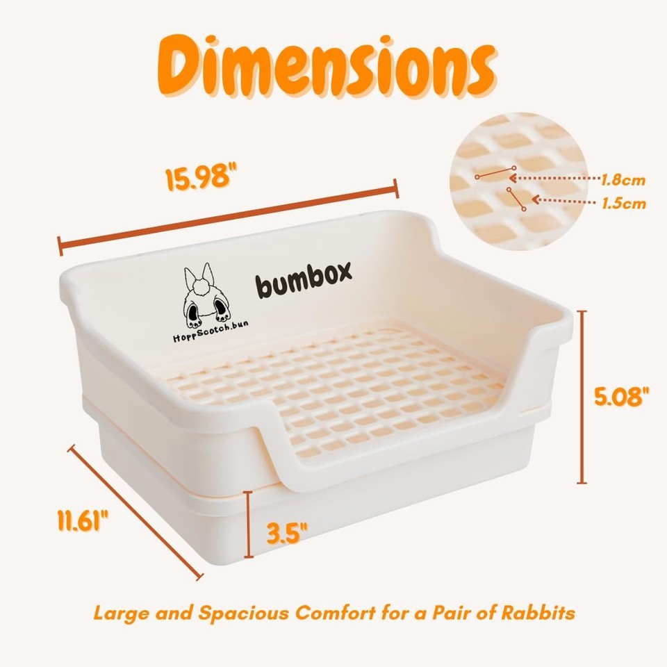 HoppScotch.bun Bumbox Large Rabbit Litter Box, 15.75" Training Cage ...