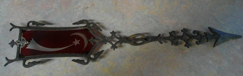 ANTIQUE RUBY RED GLASS CRESCENT MOON & SHOOTING STAR WEATHERVANE ...