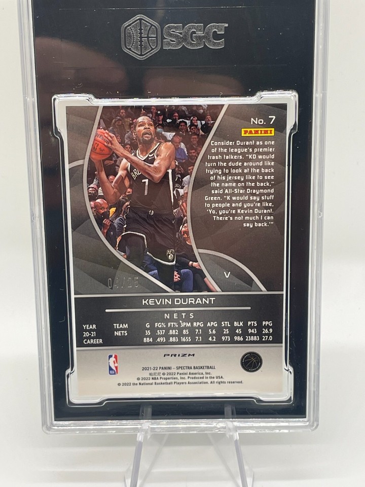 2021-22 Panini Spectra Kevin Durant Meta Prizm Variation Prizm /25 Nets ...