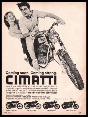 1966 Cimatti Italian Motorcycle print ad /mini poster/ORIG.-Original ...