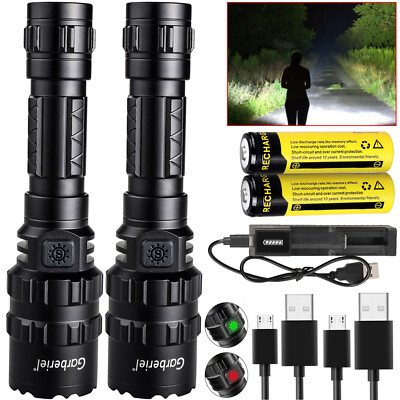 Super-Bright L2 LED Flashlight Rechargeable Tactical Police Torch Lamp ...