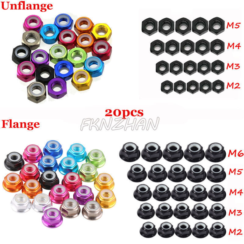 20PCS M2 M3 M4 M5 M6 Nylon Elastic Stop Nut Hex Selft Lock Nut CNC ...