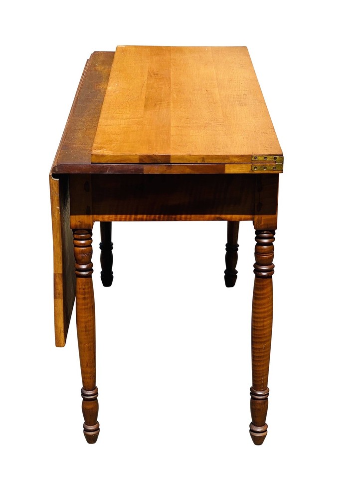 ANTIQUE COUNTRY PRIMITIVE TIGER MAPLE SHERATON DROP LEAF BAKERS TABLE ...