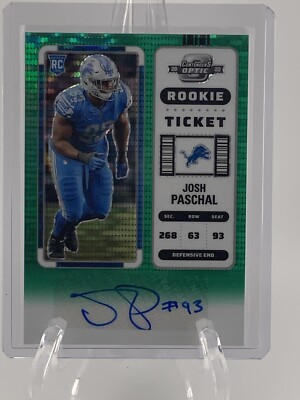 2022 Contenders Optic JOSH PASCHAL Rookie Ticket Auto Green Pulsar /30 ...