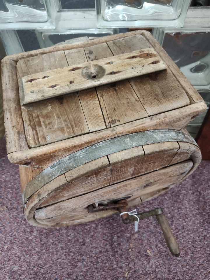 Antique Primitive Wooden Barrel Butter Churn, Great Decor Farmhouse | eBay