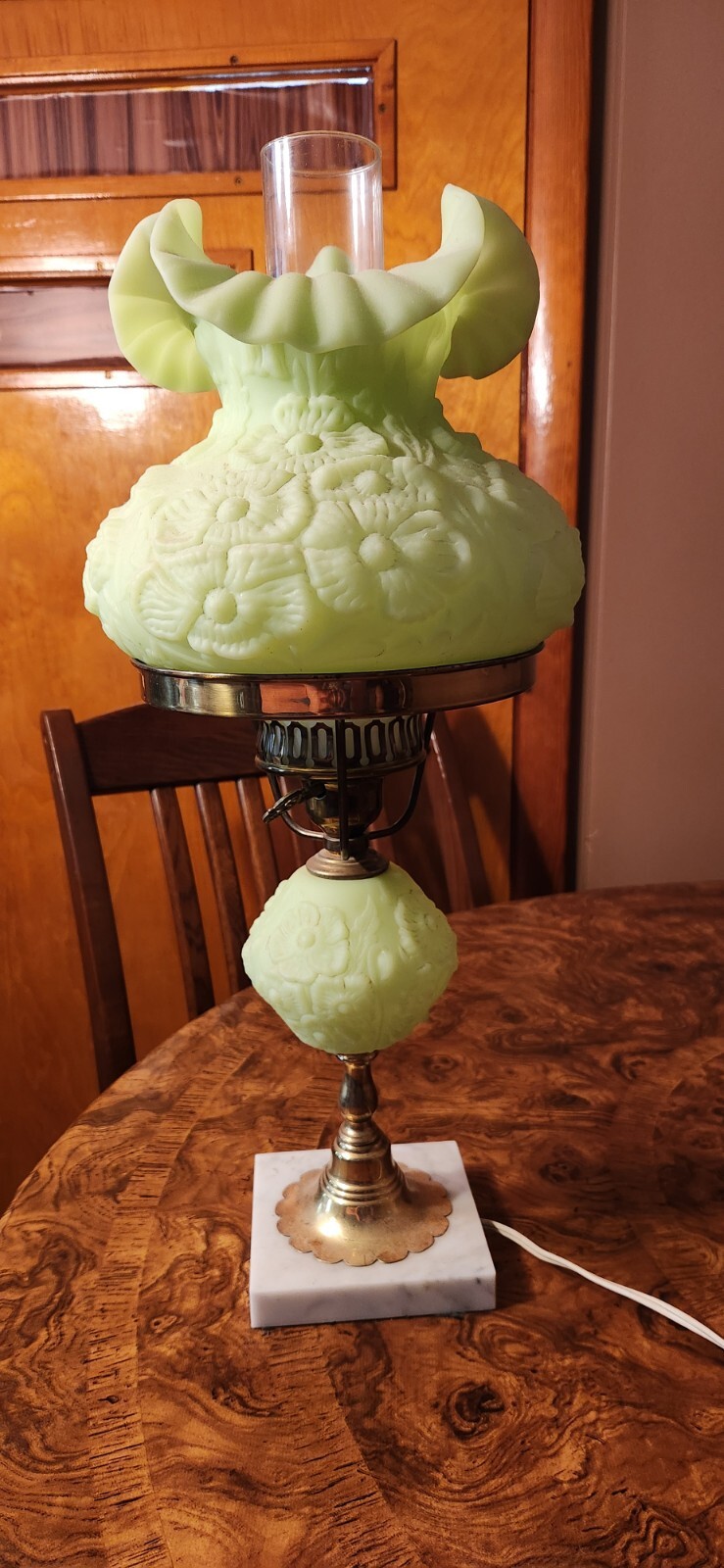 Fenton Glass Poppy Flower Student Electric Lamp Ruffle | eBay