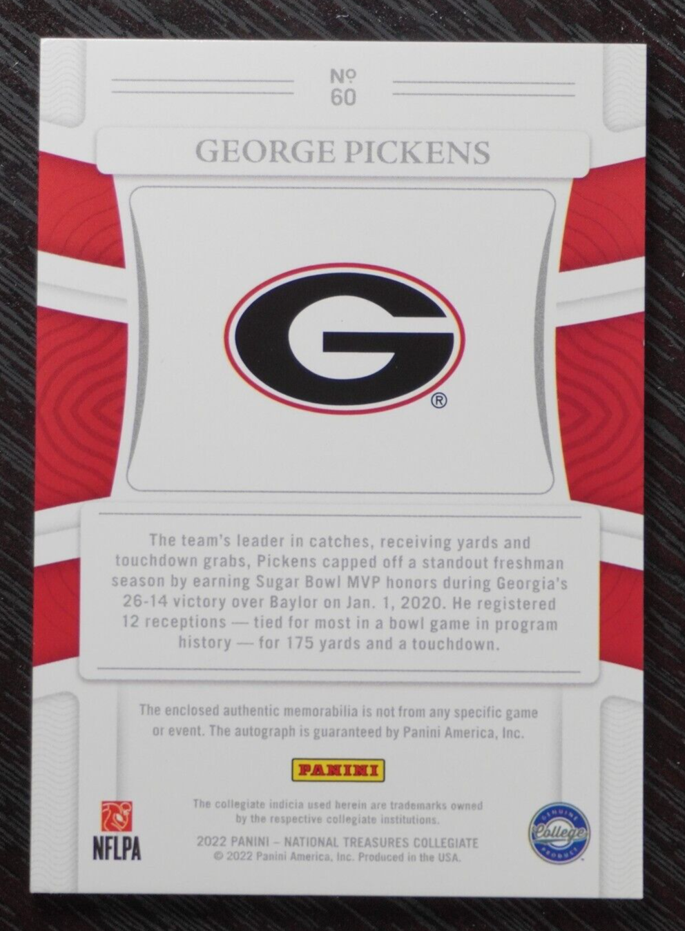 2022 National Treasures George Pickens Rookie RC Auto On Card #60 RPA ...