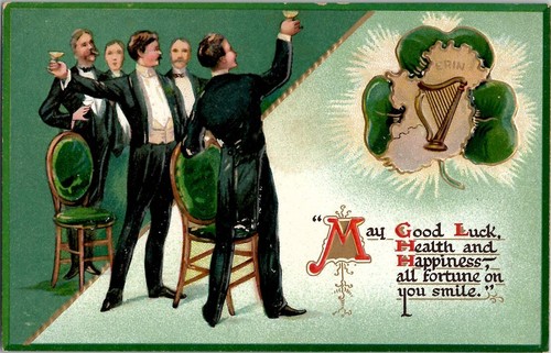 TUCKS 177 St Patrick's Day Toasting Men Good Luck Health Happiness Vtg ...