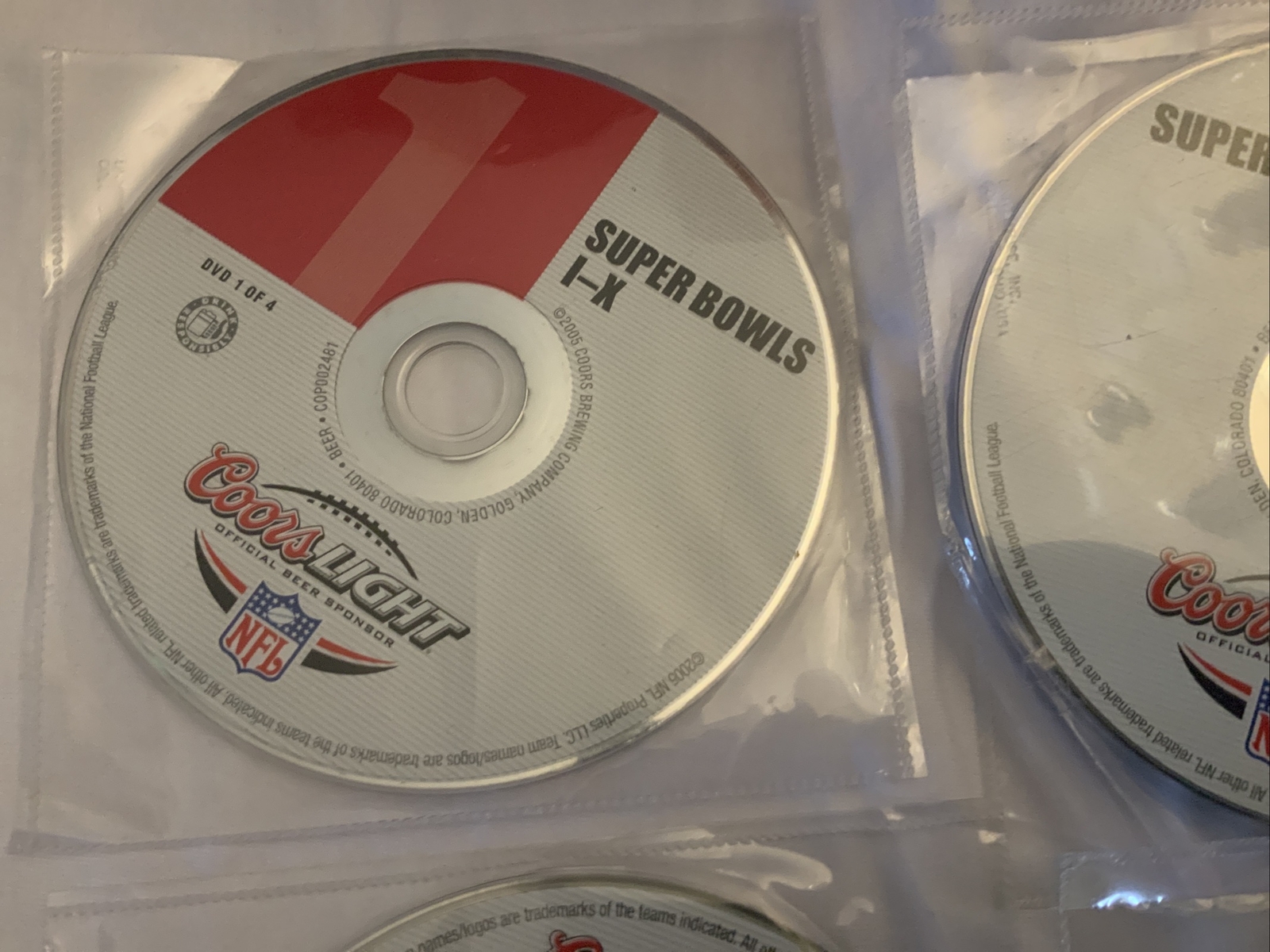Super Bowl DVDS I-XXXVII Football Coors Light 3 New Discs 1 Used Free ...