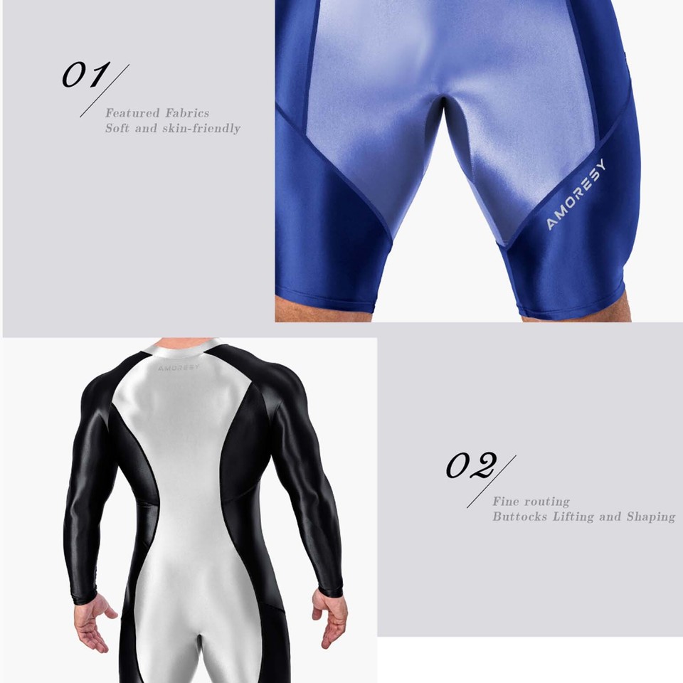 AMORESY Men's Tracksuits Jumpsuits Shiny Glossy Bodysuit Tights ...