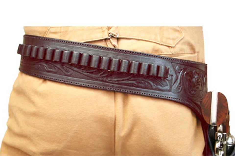 HILASON Western Right Hand Gun Holster Rig 22 Caliber Leather Cowboy ...