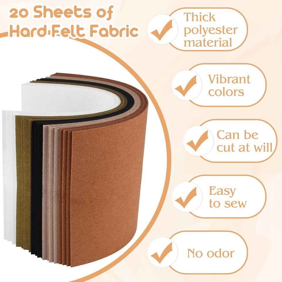 2mm Thick Felt Sheets for Crafts 20 Pcs Stiff Felt for Crafts White ...