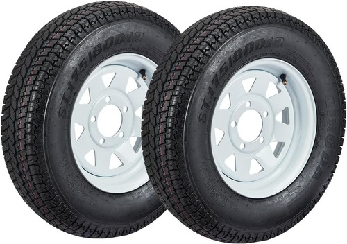 2PCS ST175/80D13 Trailer Tires 175 80 13 Tire ,5 Lug Rims Load Range C ...