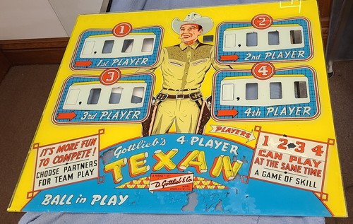 Gottlieb Texan Pinball Machine Back Glass Backglass triple thicked | eBay