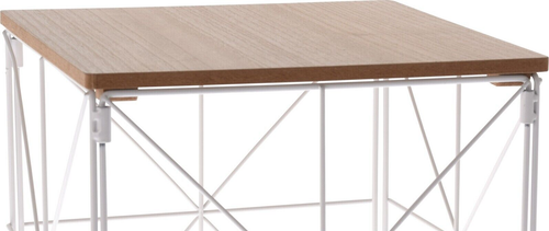 Retro Metal Wire Side Table Black or White Wooden Top Square End Coffee ...