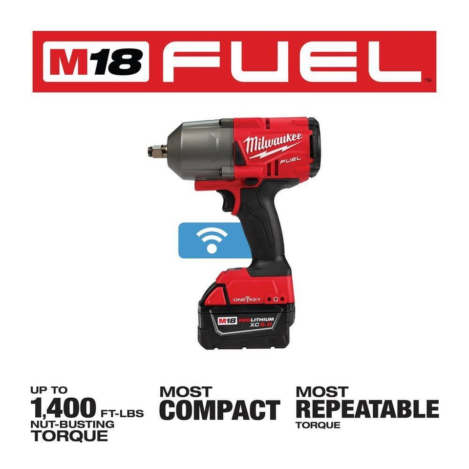 Milwaukee ONE-KEY Impact Wrench 1/2" 18V Brushless Friction Ring + 5Ah ...