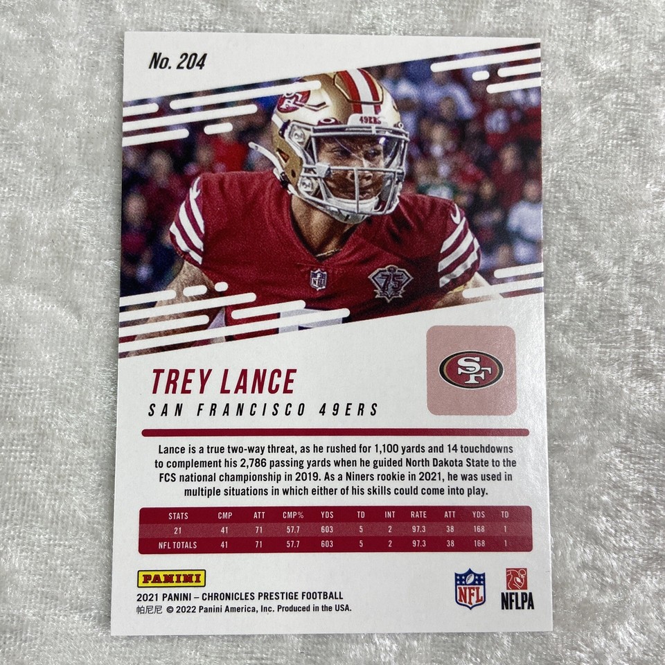 Trey Lance (RC) 2021 Panini Chronicles Rookie 49ers Prestige Football ...