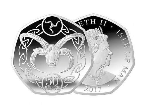 Isle of Man 50p pence MANX LOAGHTAN RAM coin 2017 - 2021 good CIRC ...