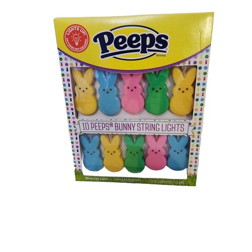 Peeps Bunny LED Easter String Lights Decor Bunnies - 10 Ct, Batt ...