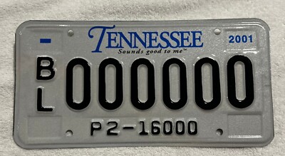 LICENSE PLATES TENNESSEE SAMPLE 00000 2001 P2 16000 | eBay