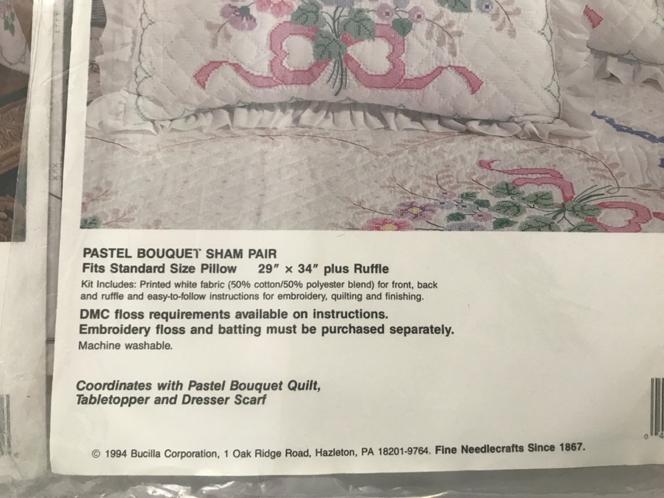 Pastel Bouquet Stamped Cross Stitch Quilt Kit with Shams Full/Queen Bed Bucilla | eBay