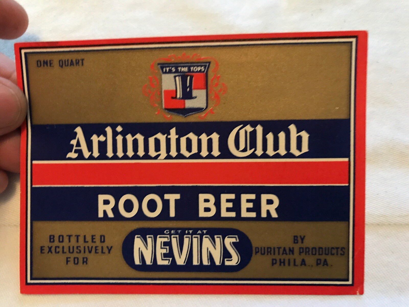 Arlington Club Root Beer Vintage Label, NEVINS, PurItan Products, Phila ...