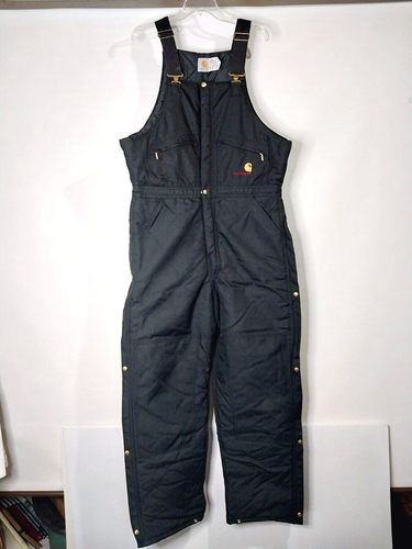 Carhartt Heavy Duty Nylon Quilted Bib Overalls Black RN# 14806 Men's ...