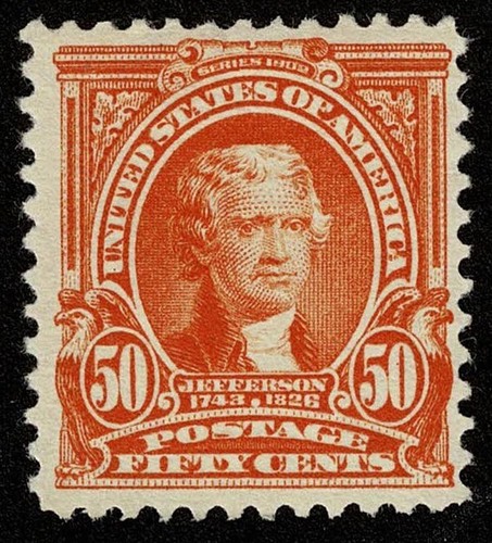 US Stamp Scott#310 50c President Thomas Jefferson 1903 Mint H OG Well ...