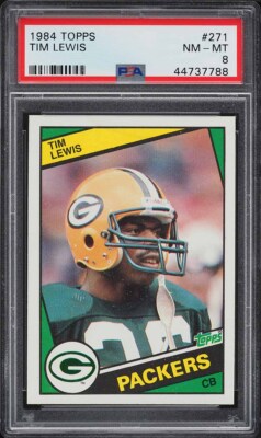 1984 Topps FB Card #271 Tim Lewis Green Bay Packers ROOKIE RC PSA 8 NM ...