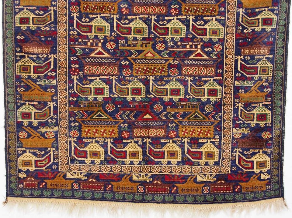 6,8x 3,9 ft unique genuine old nomadic Afghan War rug Afghanistan ...