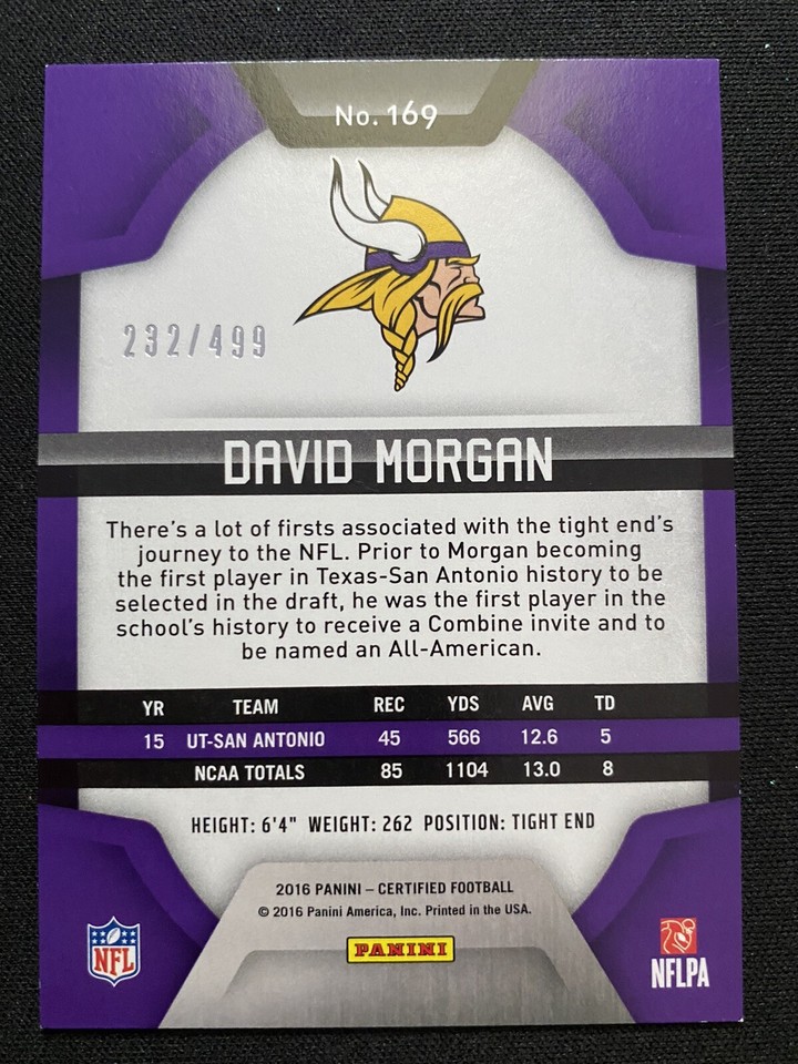 2016 Certified Rookies Mirror /499 David Morgan II David Morgan #169 ...