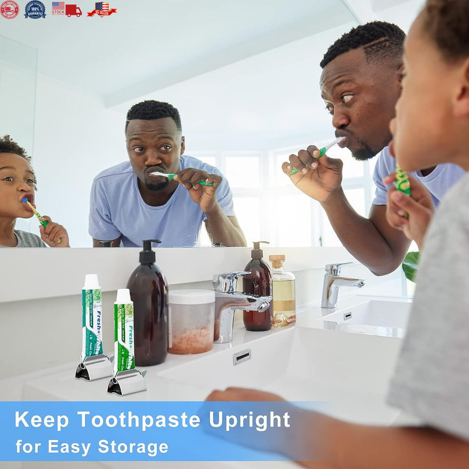 Toothpaste Squeezer, Large Size Set of 2, Stainless Steel Rolling ...