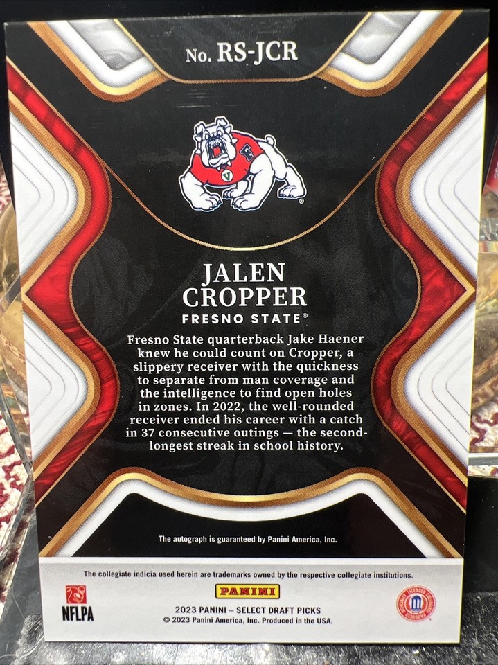 2023 Select Draft Picks Jalen Cropper Rookie Signatures Silver #RS-JCR ...