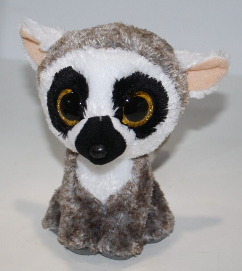 TY Silk Beanie Boos LINUS the Lemur Gray Plush 6" Stuffed Soft Toy Boo ...
