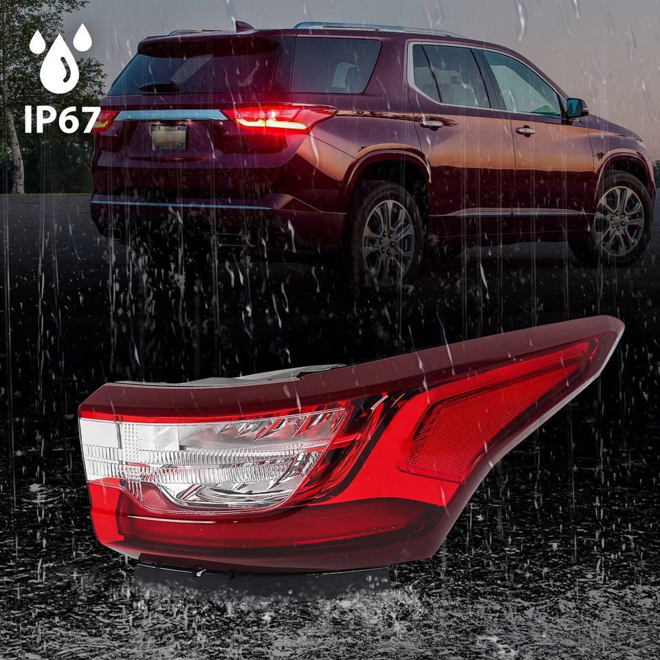 For 2018-2021 Chevy Traverse Red/Clear Outer LED Tail Light Brake Lamp ...
