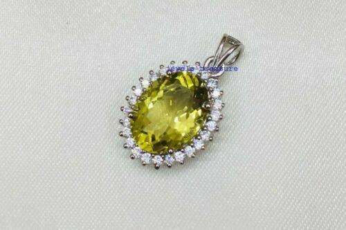 Natural Lemon Quartz & CZ stones 925 Sterling silver Pendant for women ...