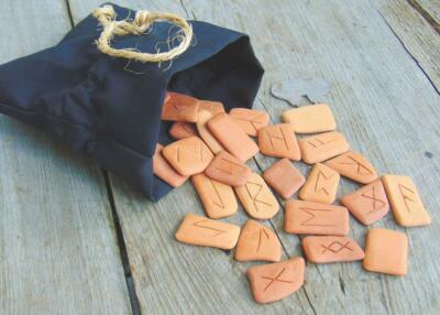 Bag ceramic tiles runes symbols art unusual arcana Odd estate find game ...