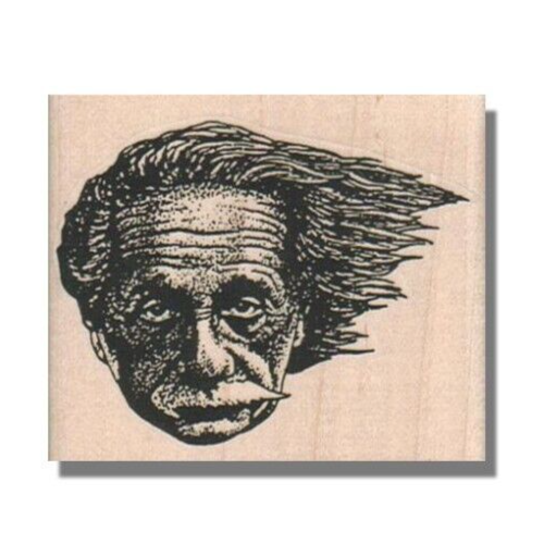Wood Rubber Stamp, Einstein Hair Blowing, Science, Teacher, Education ...