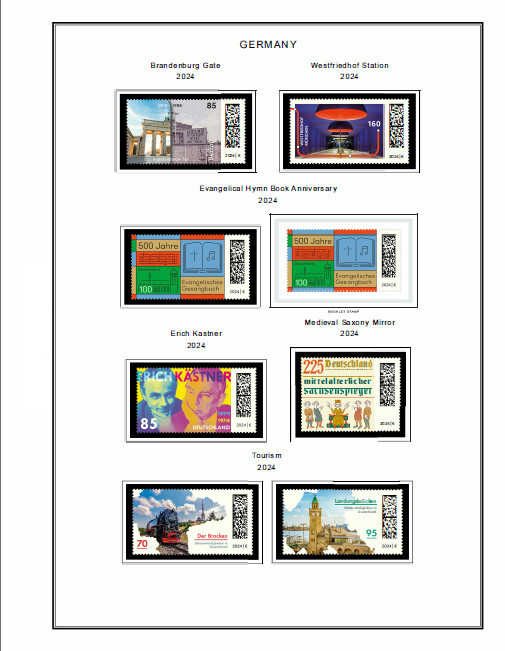 COLOR PRINTED GERMANY 2021-2024 STAMP ALBUM PAGES (40 illustrated pages ...